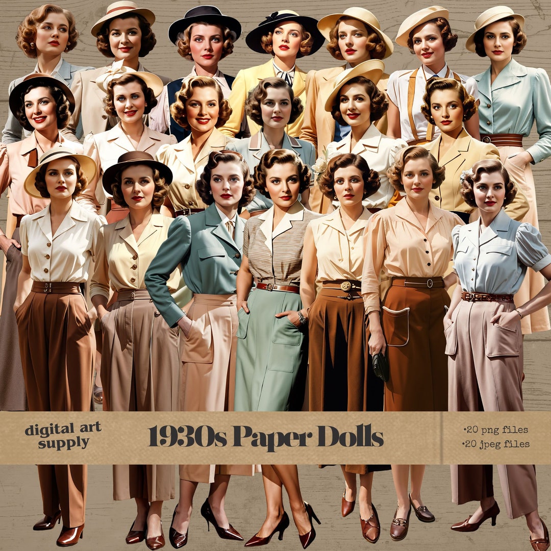 Paper Dolls Printable Paper Dolls, Digital Paper Dolls Vintage, PNG ...
