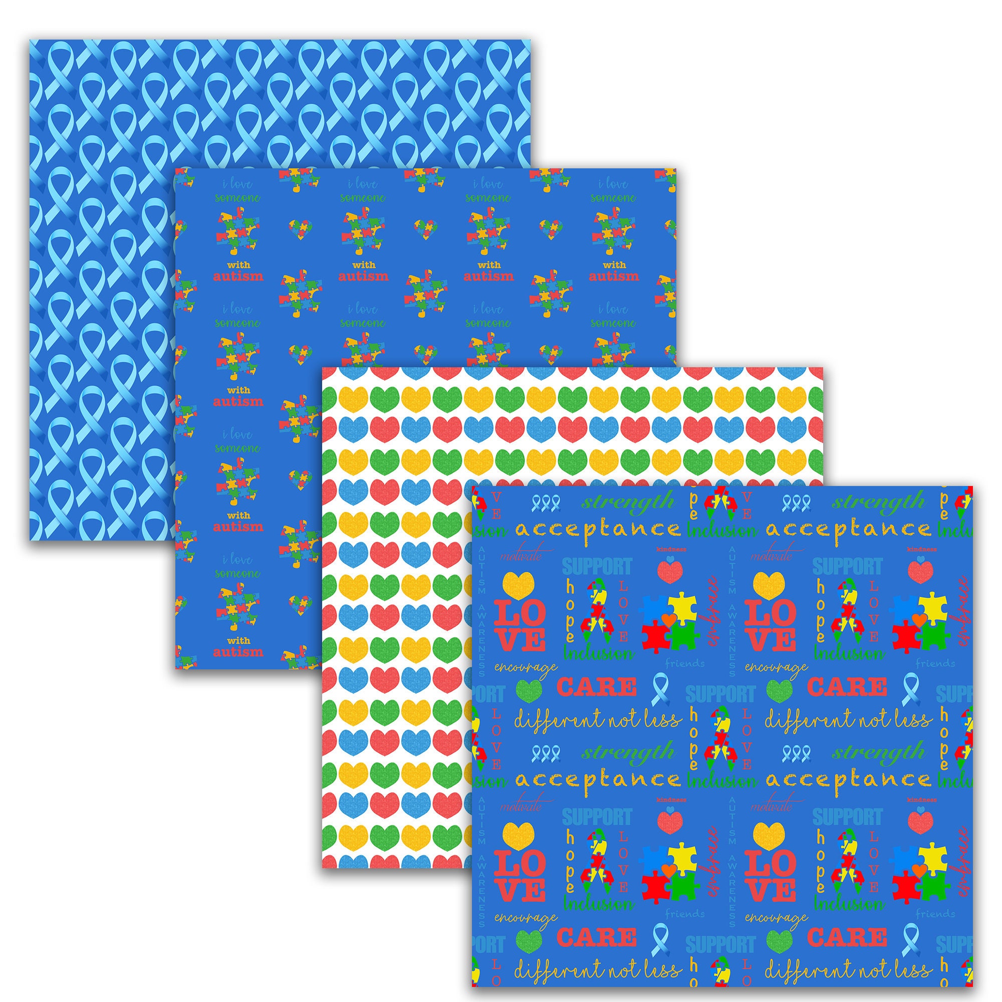 Autism Awareness Seamless Pattern Autism Awareness Digital Paper Pack ...
