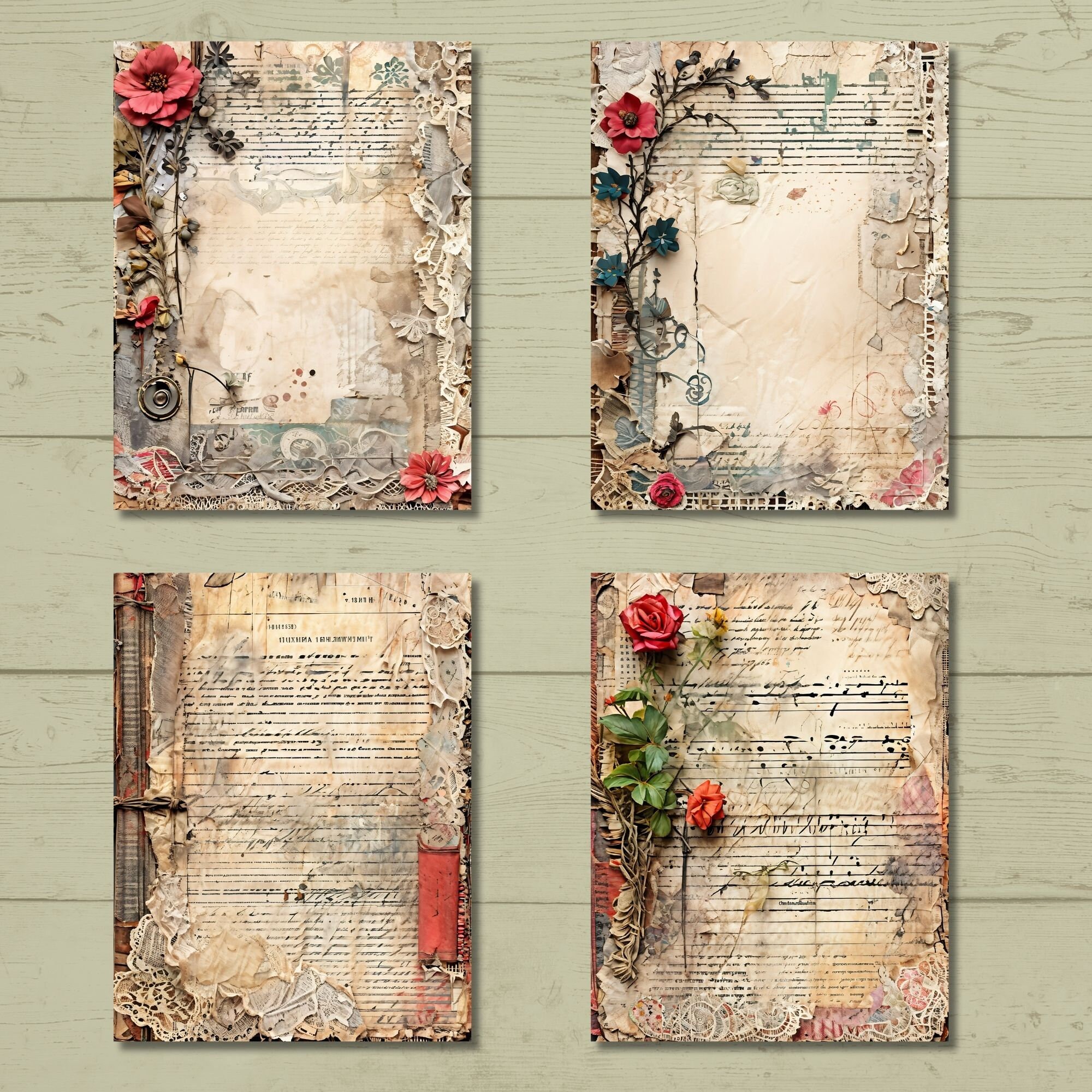 Layered Tattered Pages, Journal Pages for Junk Journals, Distressed ...