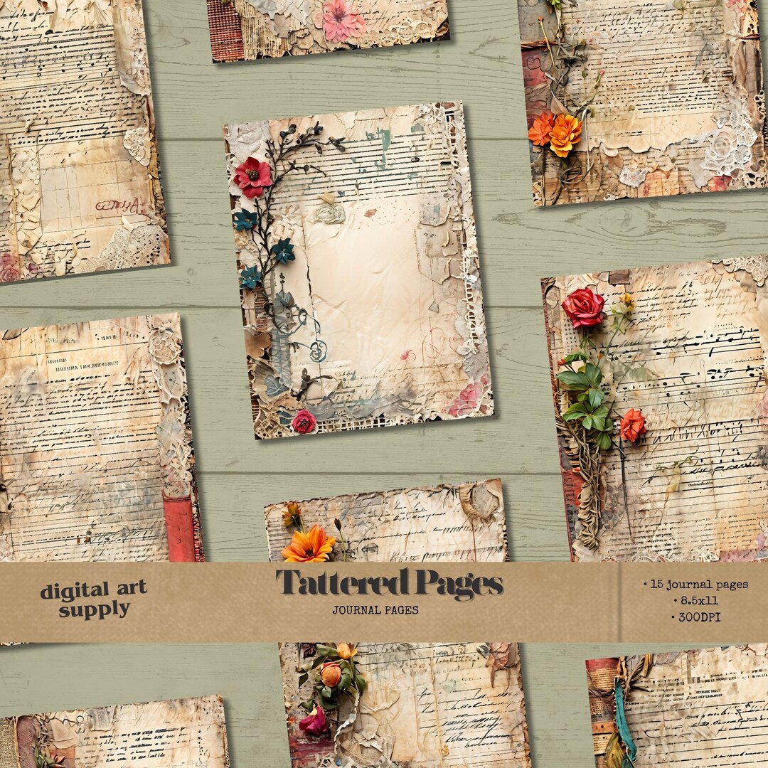 Layered Tattered Pages, Journal Pages for Junk Journals, Distressed ...
