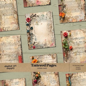 Layered Tattered Pages, Journal Pages for Junk Journals, Distressed ...