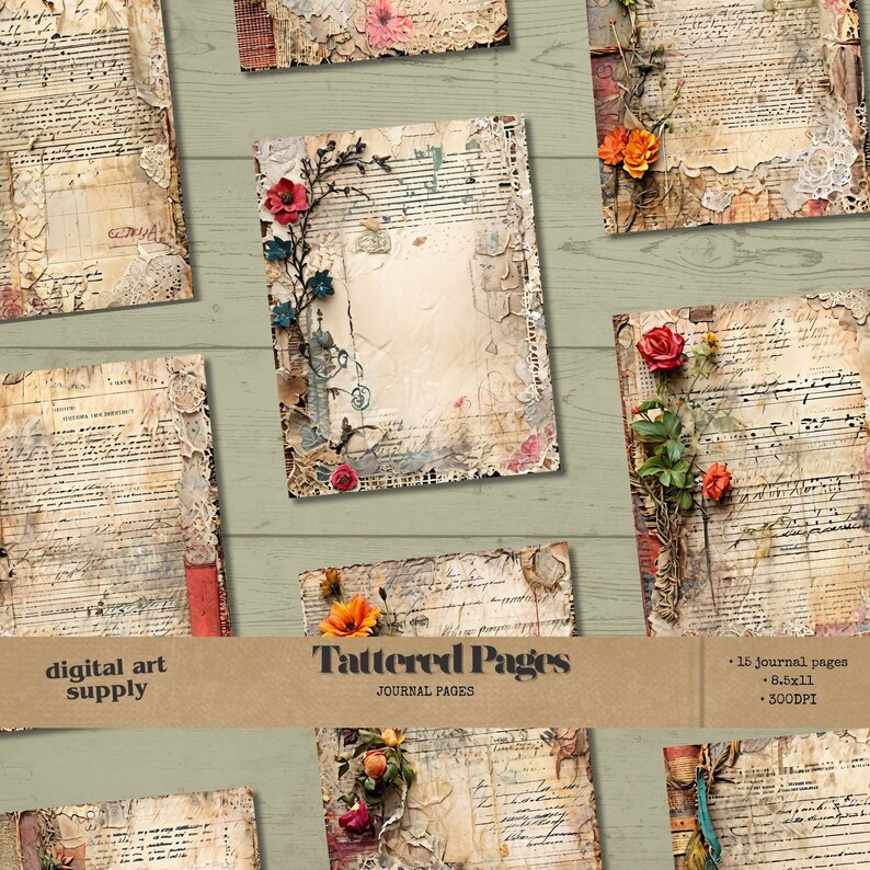 Layered Tattered Pages, Journal Pages for Junk Journals, Distressed ...