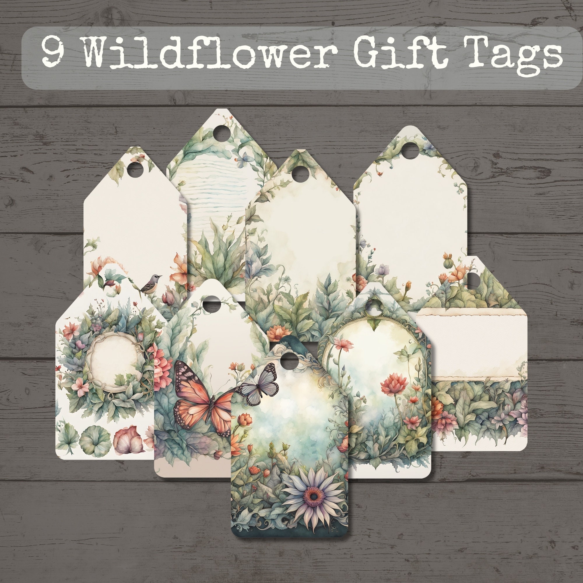 Wildflower Gift Tags, Vintage Flowers Gift Tags, Spring Flowers Tags ...