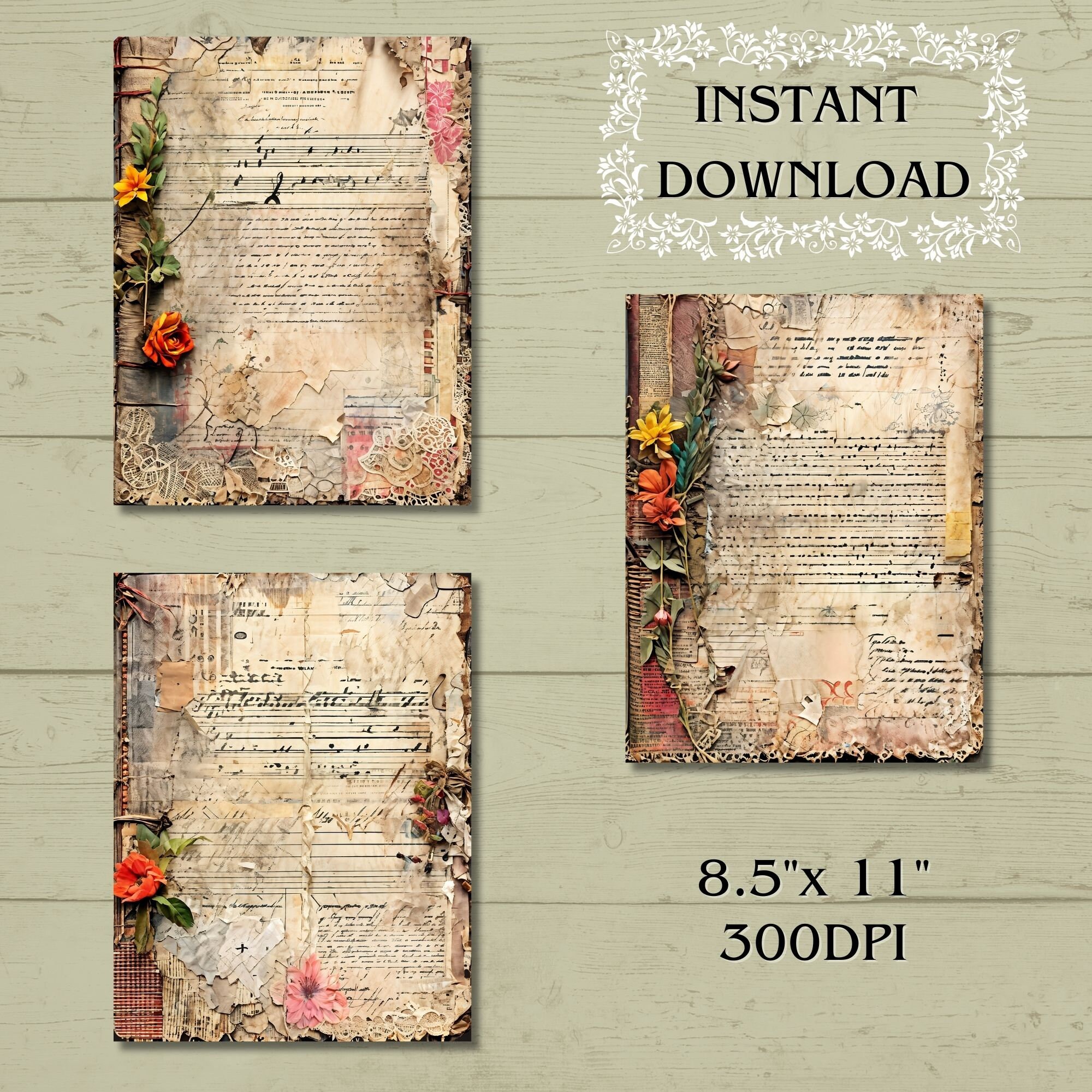 Layered Tattered Pages, Journal Pages for Junk Journals, Distressed ...