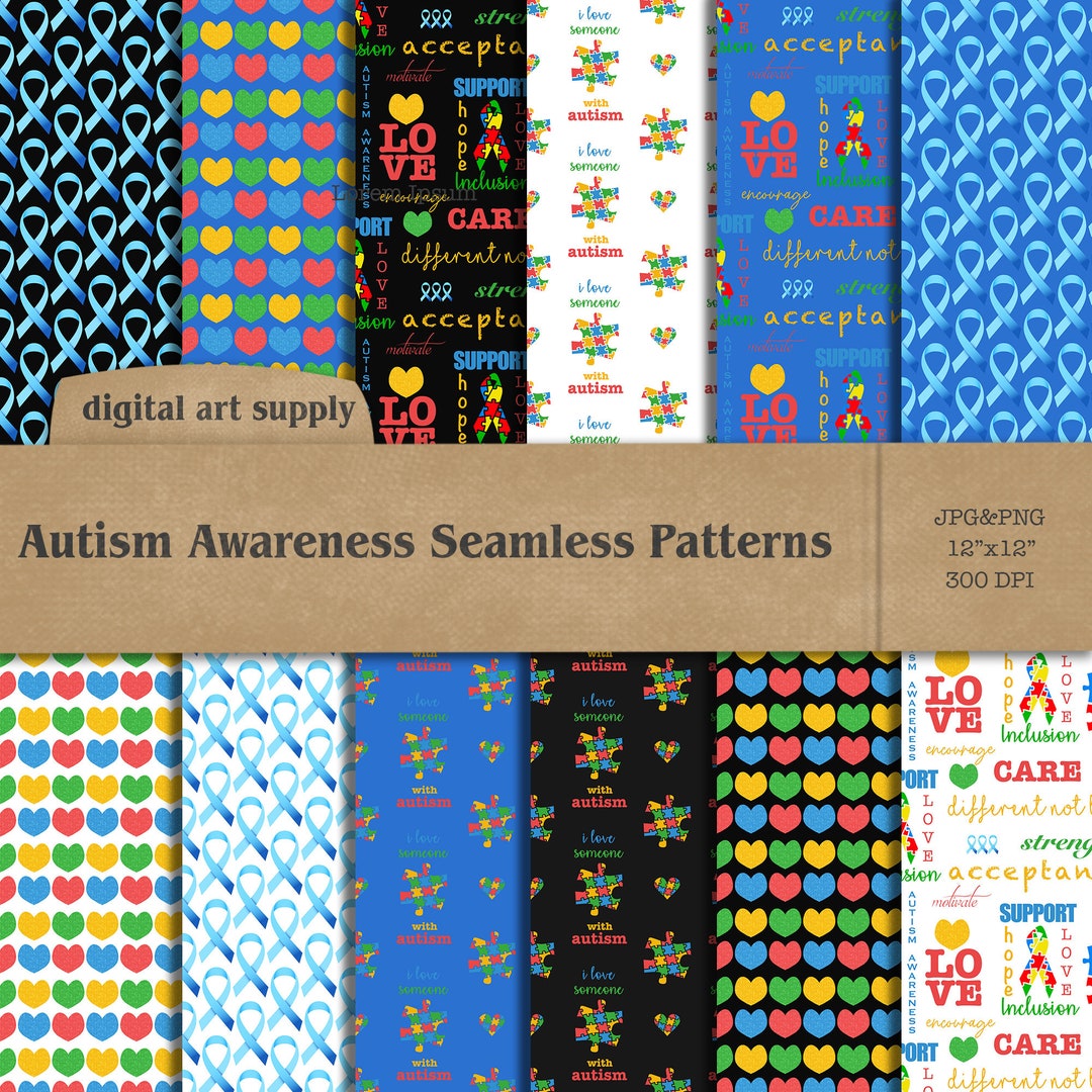 Autism Awareness Seamless Pattern - Autism Awareness Digital Paper Pack ...
