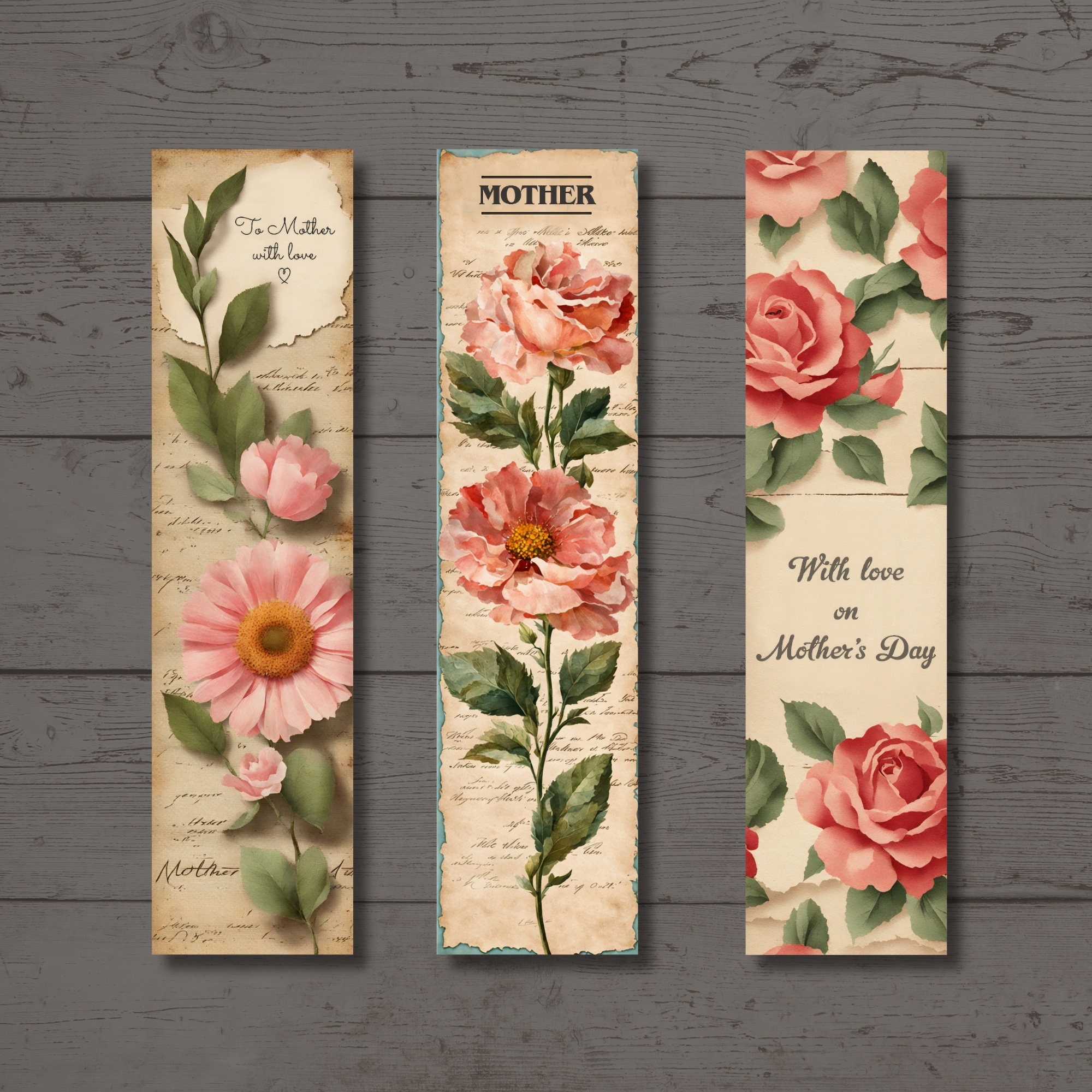 Mother's Day Bookmarks, Shabby Chic Bookmarks, Gifts for Mother's Day ...