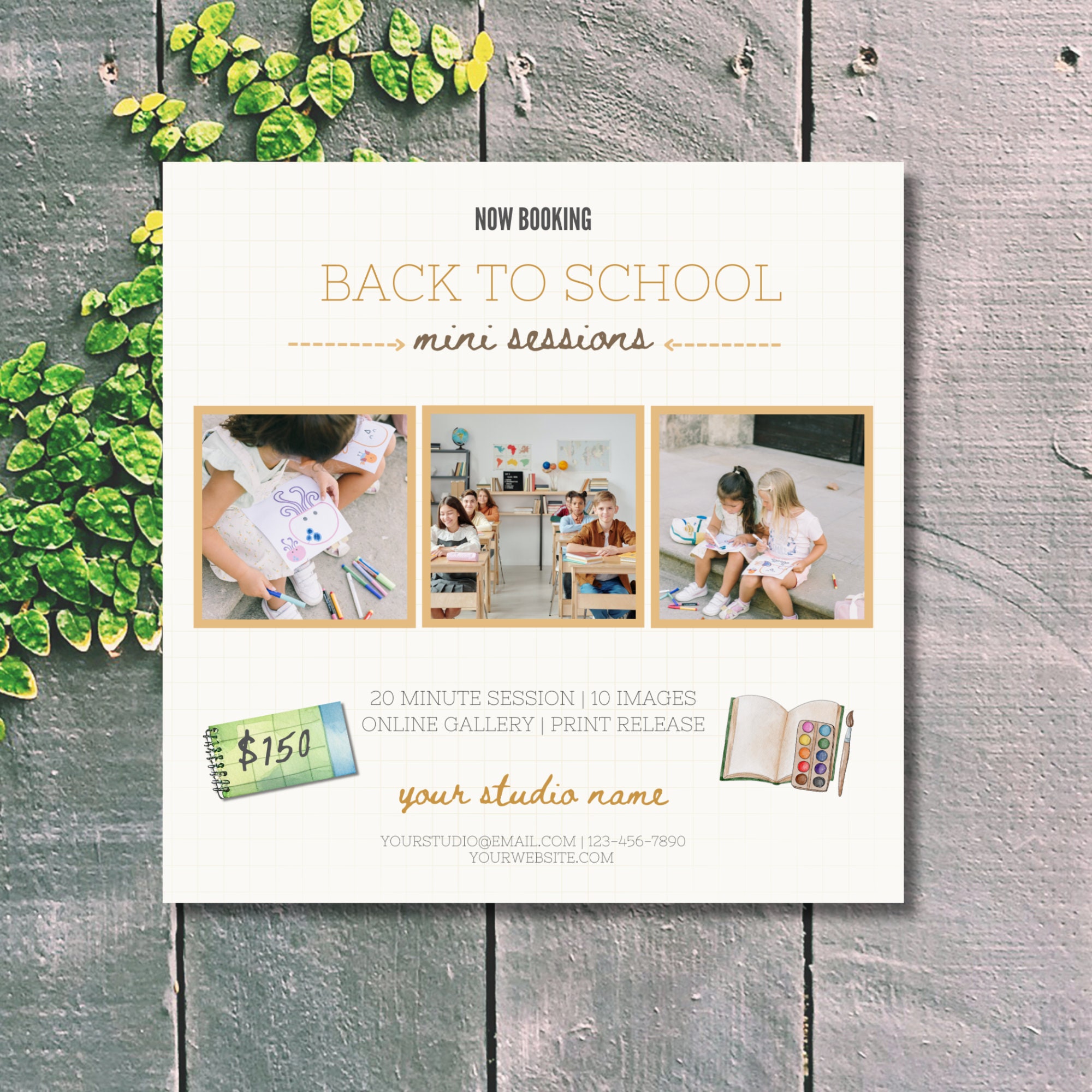 Back to School Mini Session Template | Kids Photography School Minis ...