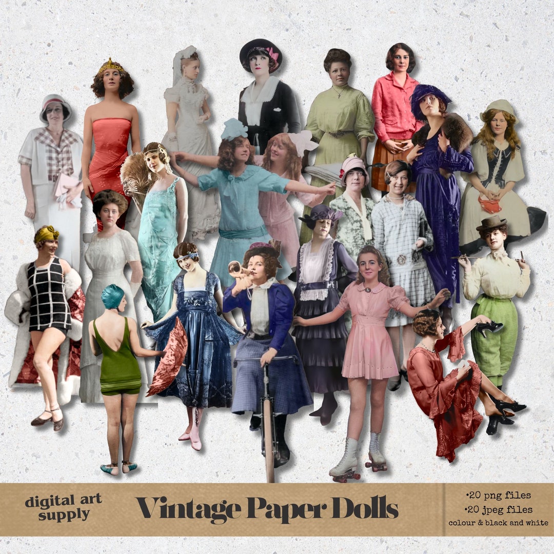 Paper Dolls Printable Paper Dolls Digital Paper Dolls Vintage, PNG ...
