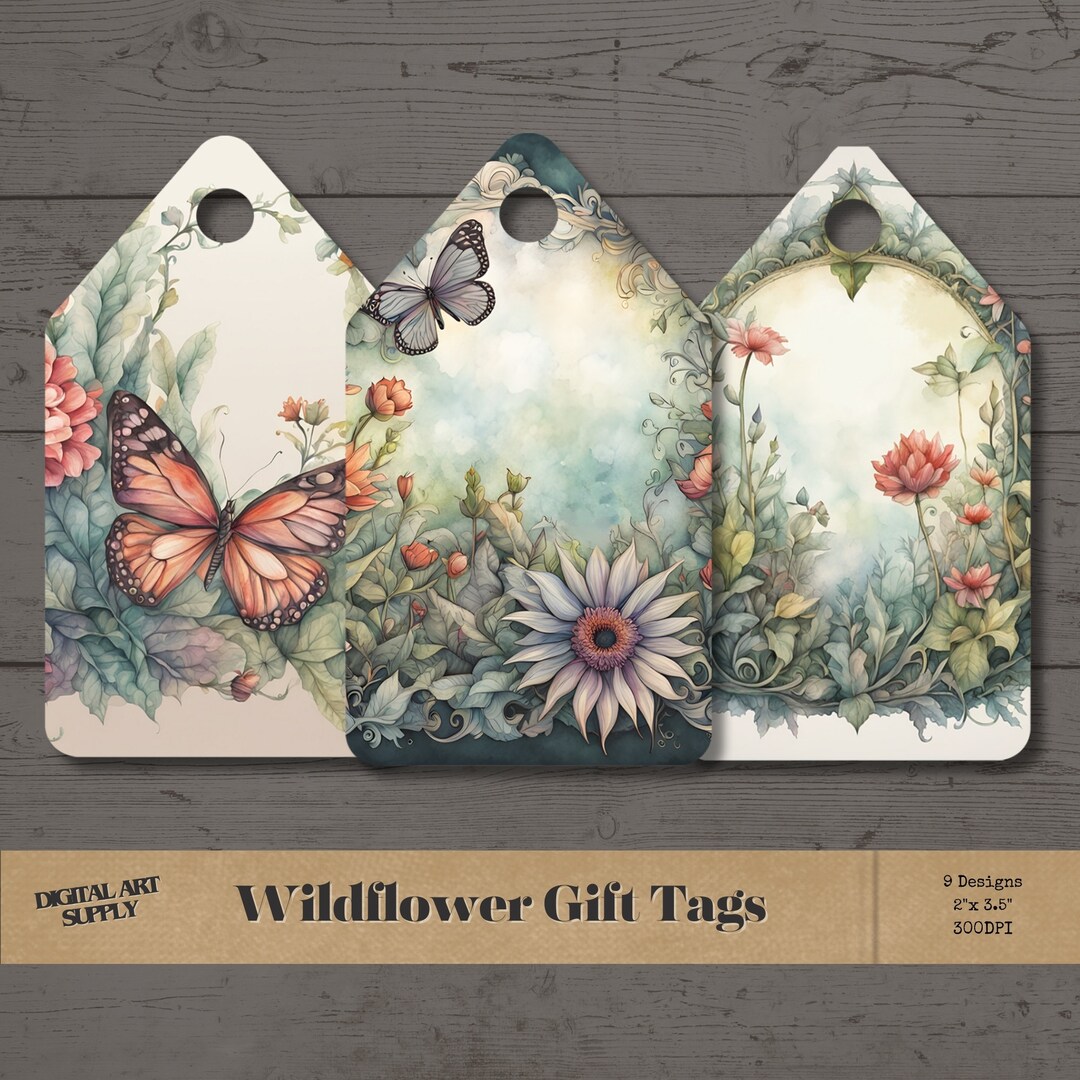 Wildflower Gift Tags, Vintage Flowers Gift Tags, Spring Flowers Tags ...