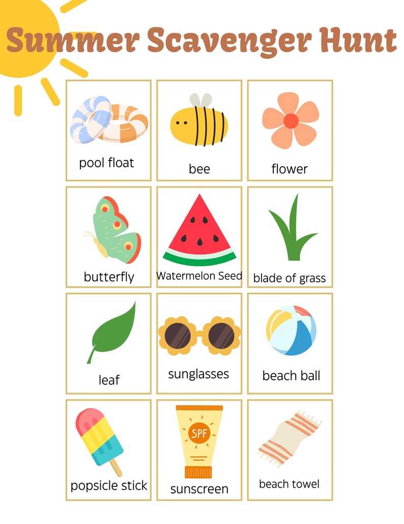 Summer Scavenger Hunt Printable for Kids – Outdoor Nature & Backyard ...
