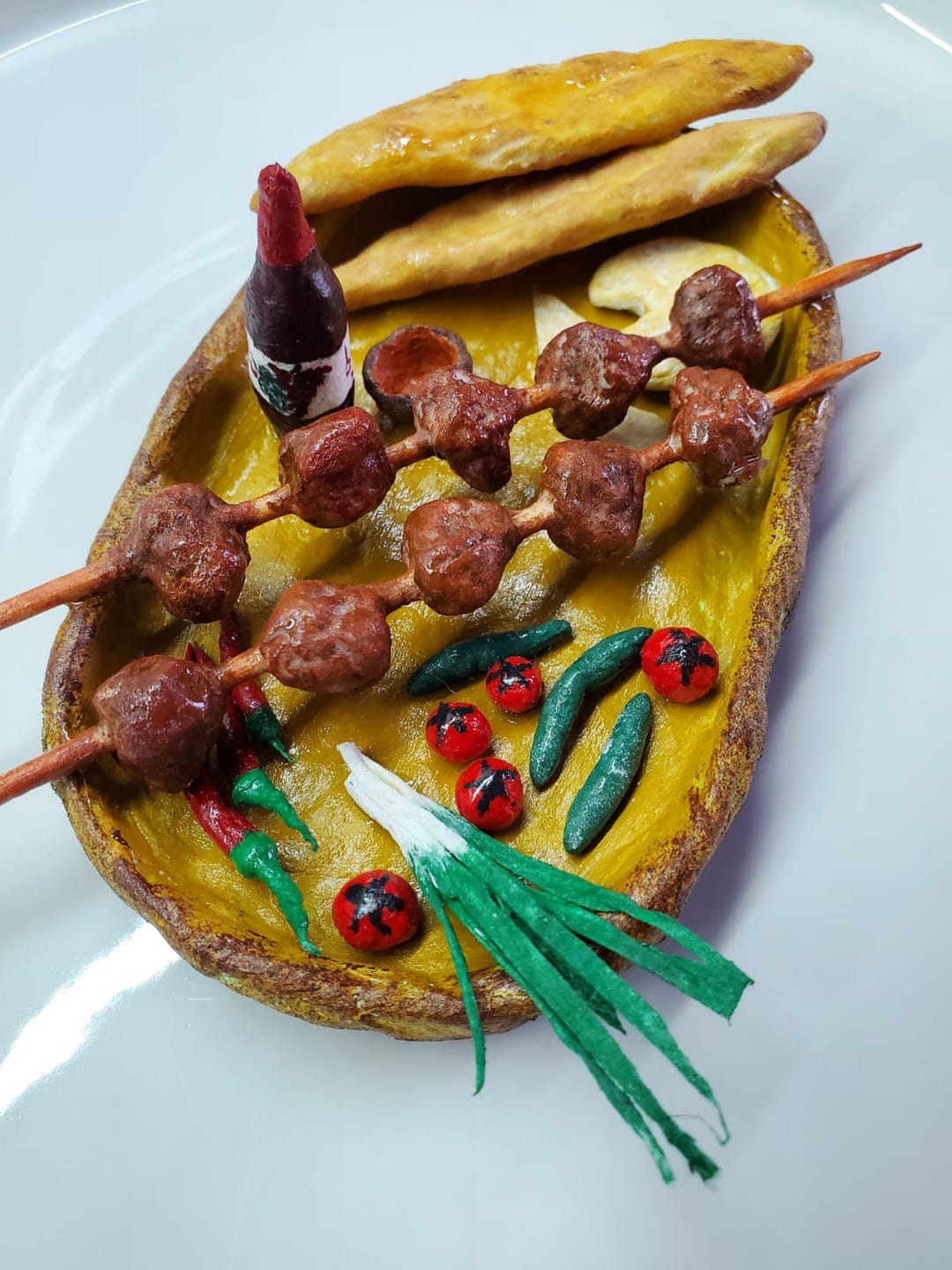Georgian Barbeque Platter: Mtsvadi, Wine, Shotis Puri Bread - Etsy