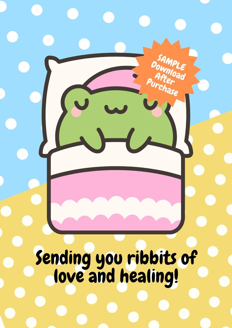 Cute Kawaii Frog Get Well Card | Funny Feel Better Printable | Digital ...