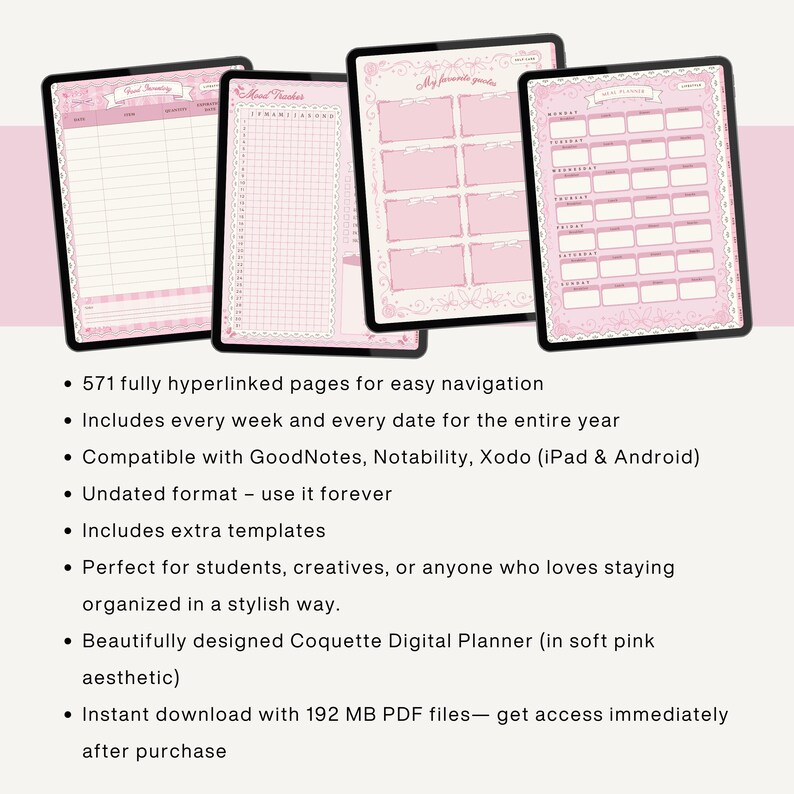 Digital Planner Undated and Dated 2026 iPad and Android, Goodnotes ...