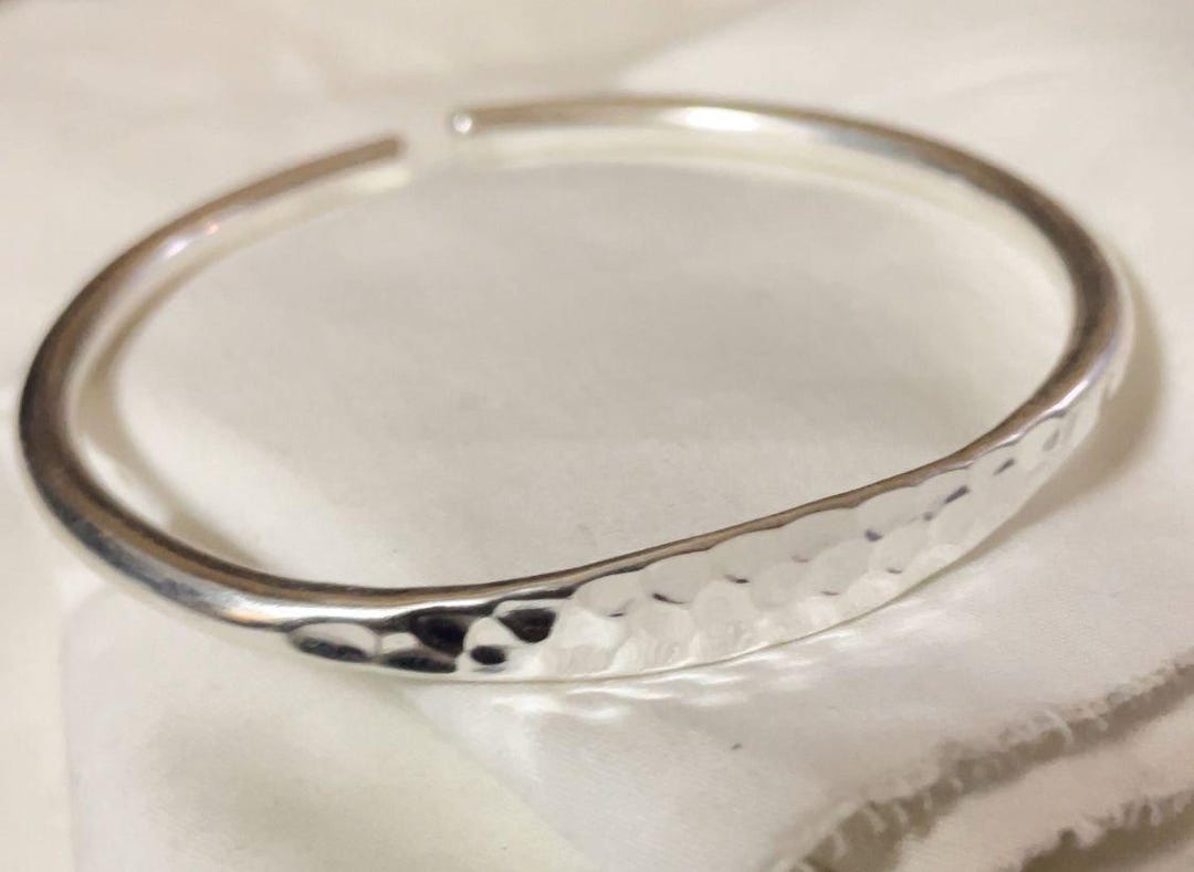 Hammered Silver Cuff Bracelet Silver Handmade Cuff Bracelet Handcrafted ...