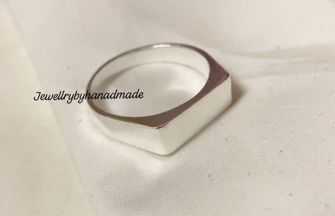Sterling Silver Rectangle Signet Ring: Unisex Classic Monogram - Etsy