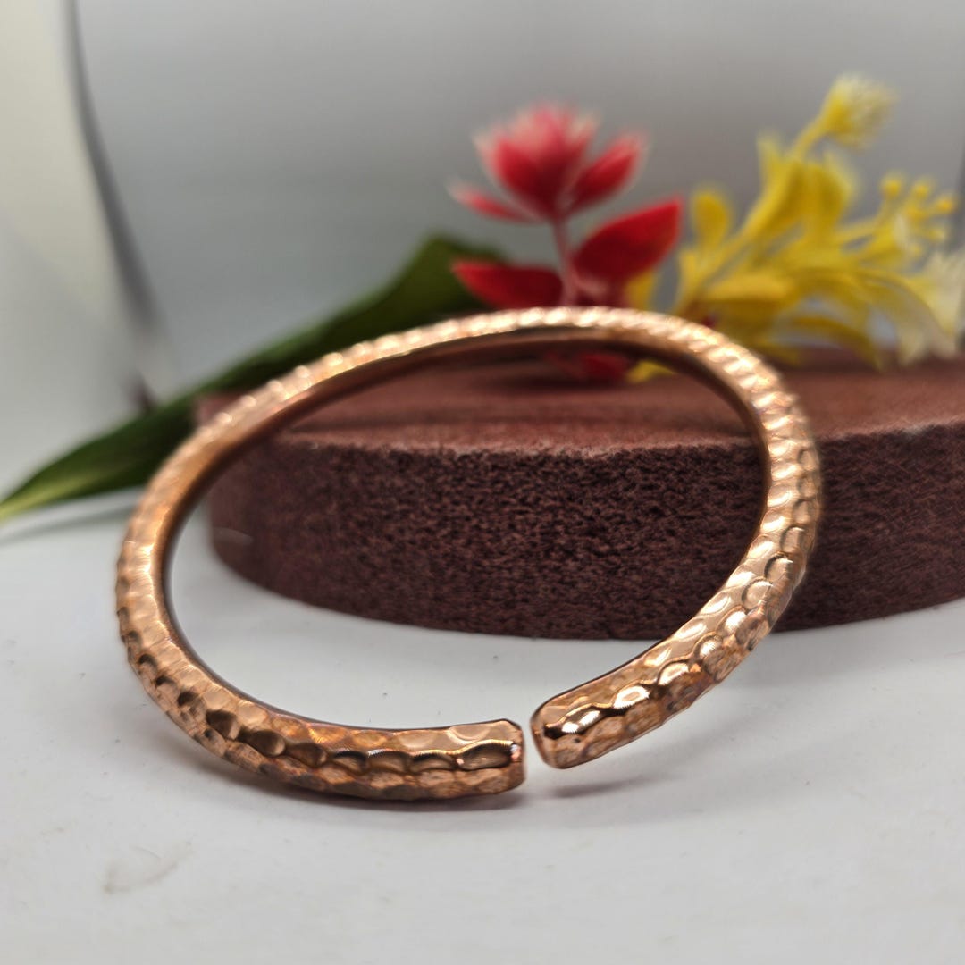 Cuff Bangle Heavy Hammered Copper Bracelet Chunky Minimalist Style - Etsy