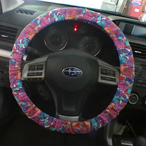 Retro Steering Wheel Cover Full Grip Fabric Inside Retro Flowers and ...