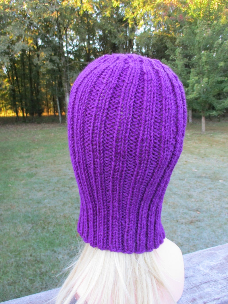 Purple Balaclava Ski Mask Pure Alpine Wool Hand Knit for - Etsy