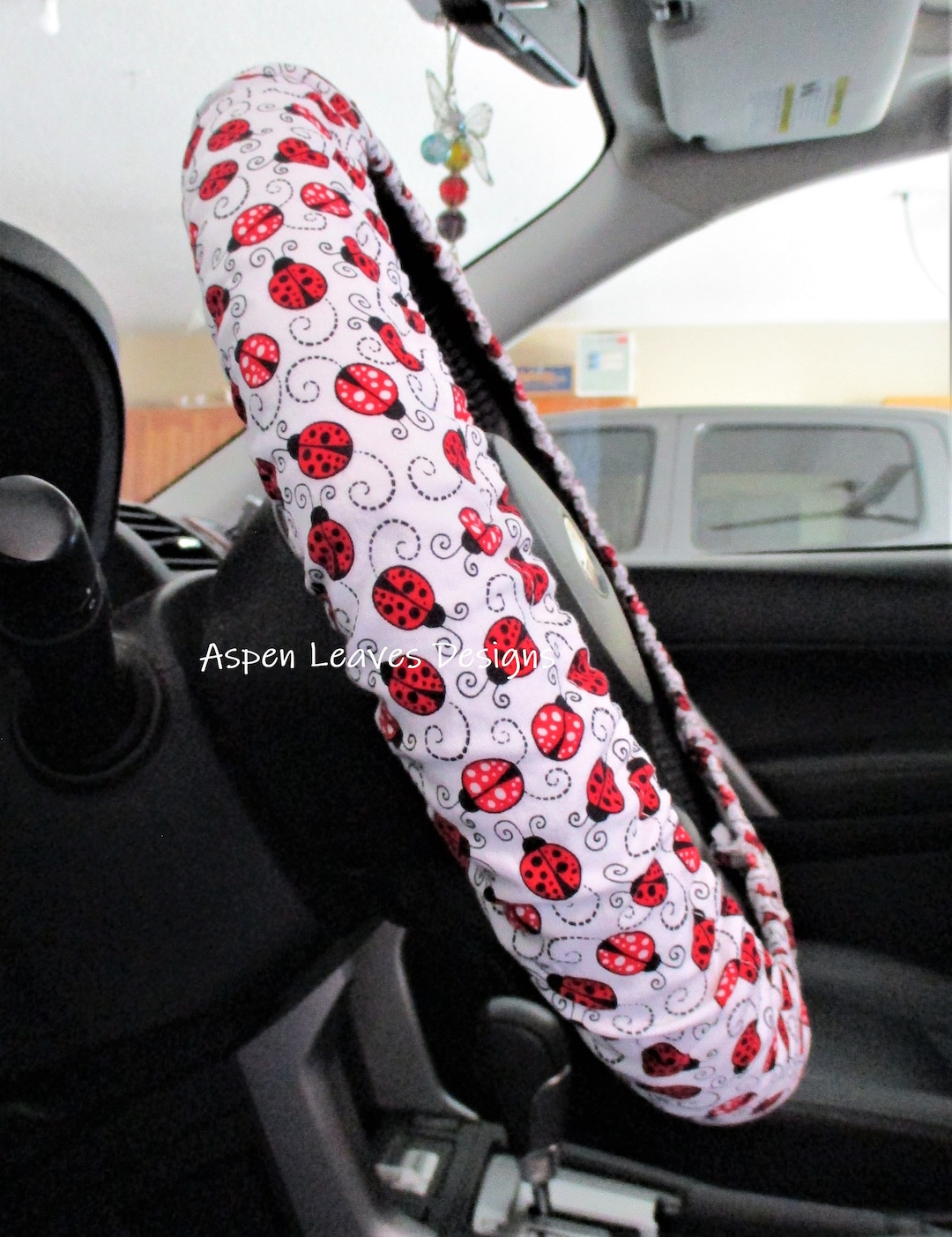 Ladybug Steering Wheel Cover Full Grip Fabric Inside Red Ladybugs on ...