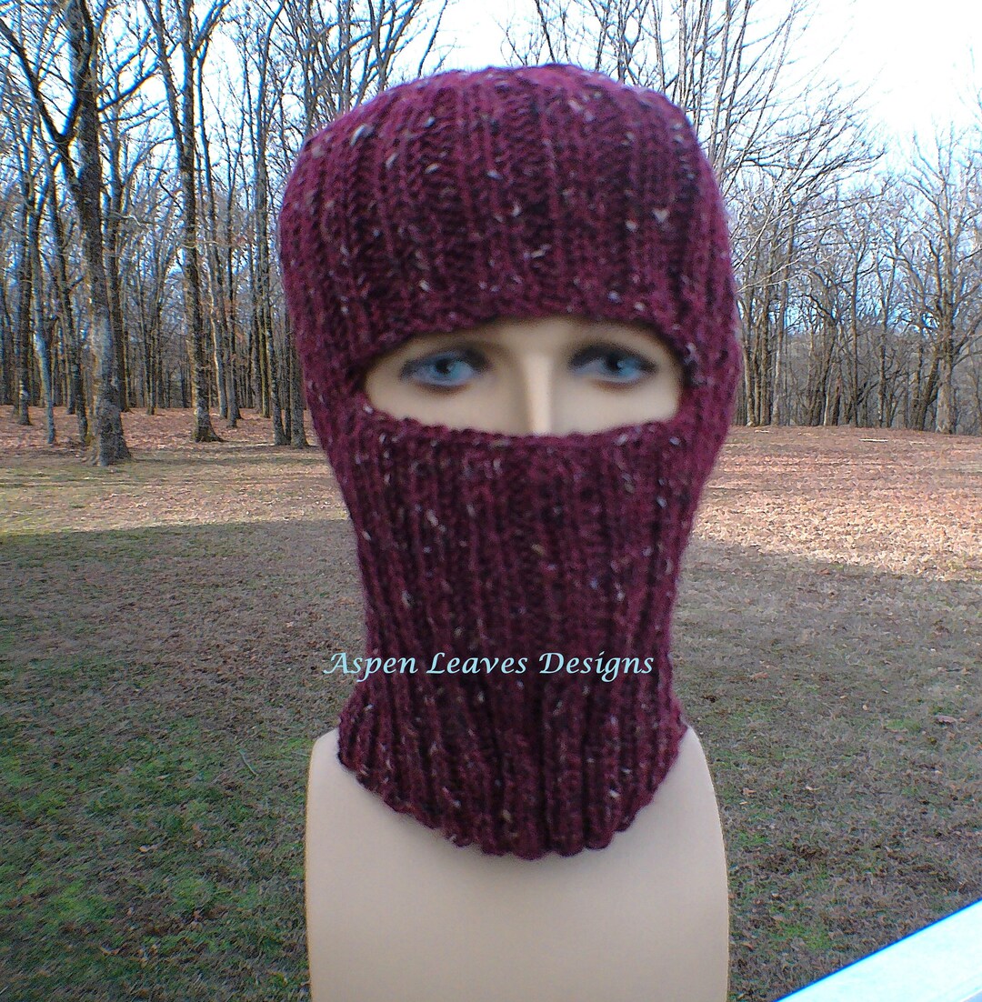 Rust Red Balaclava Ski Mask Blend of Wool Alpaca Donegal Tweed Yarn ...