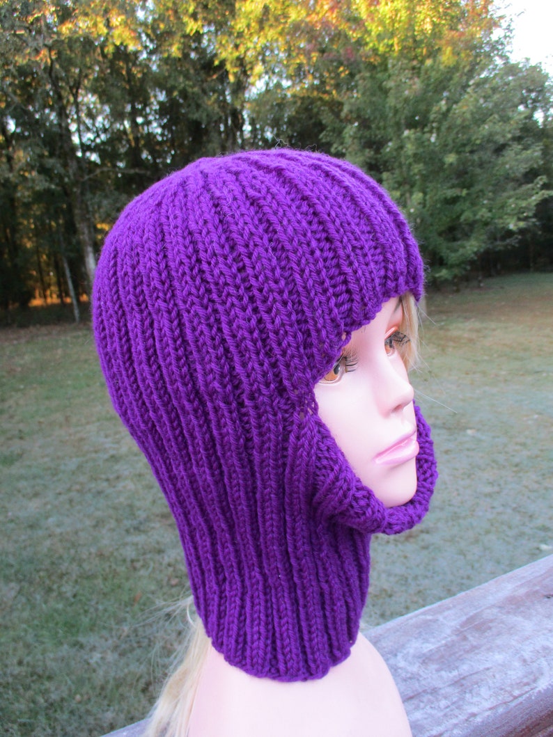 Purple Balaclava Ski Mask Pure Alpine Wool Hand Knit for - Etsy