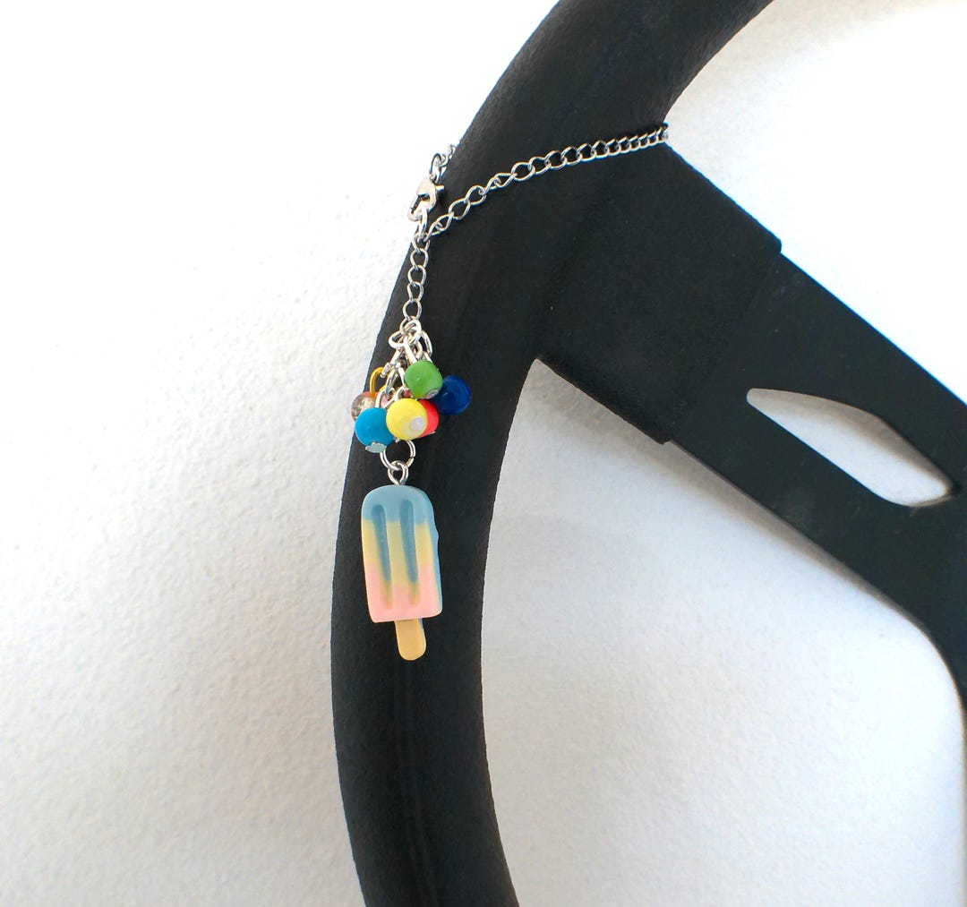 Steering Wheel Charm - Car Decoration - Popsicle - Silver Chain - - Etsy