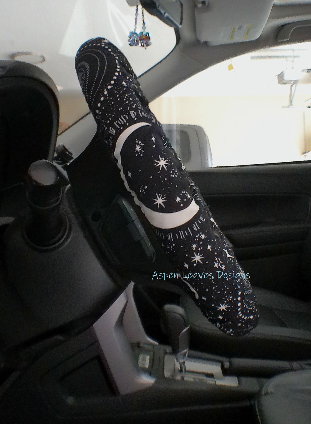 Moon and Star Steering Wheel Cover Full Grip Fabric Inside White on ...