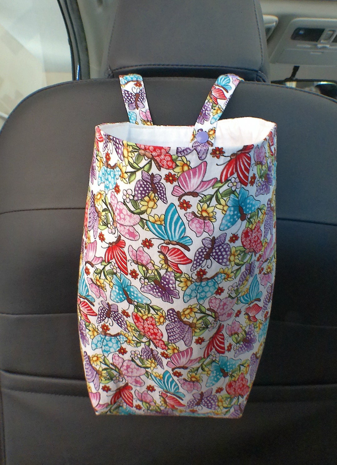 Butterfly Trash Bag -snap Closure - Colorful Butterflies on White ...