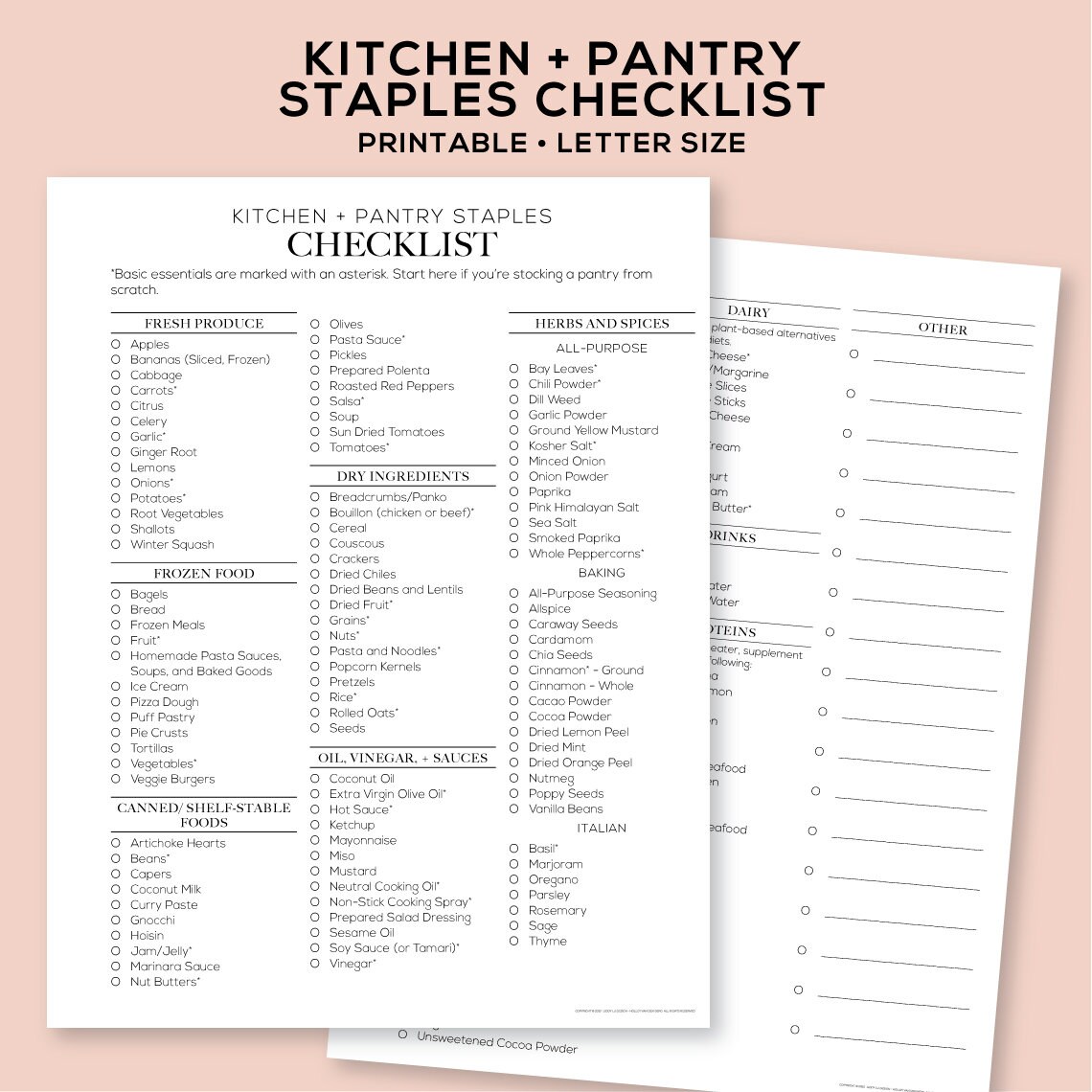 Shopping List Printable Tracker Pages, Pantry Inventory, Fridge ...