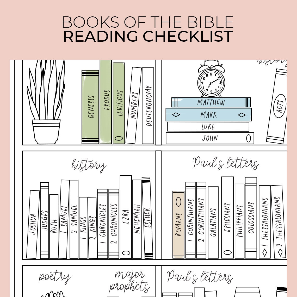 Books of the Bible Coloring Reading Checklist Printable Portrait ...