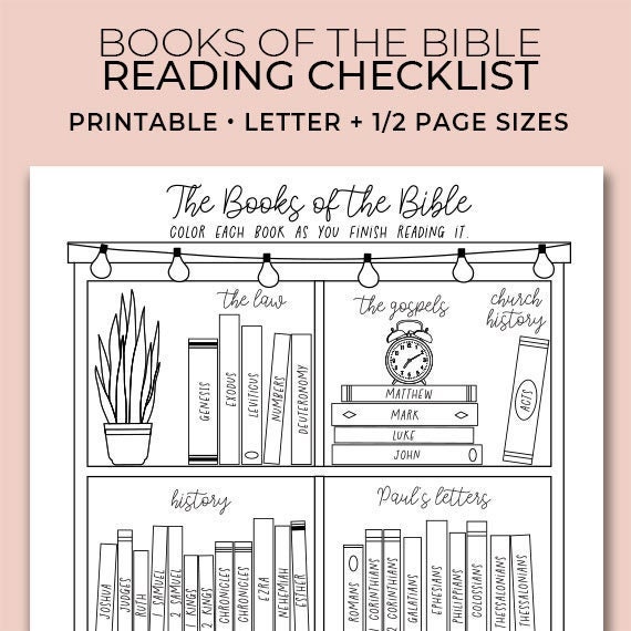 Books of the Bible Coloring Reading Checklist Printable Portrait ...