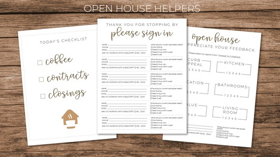 Real Estate Open House Printable Helpers - Etsy