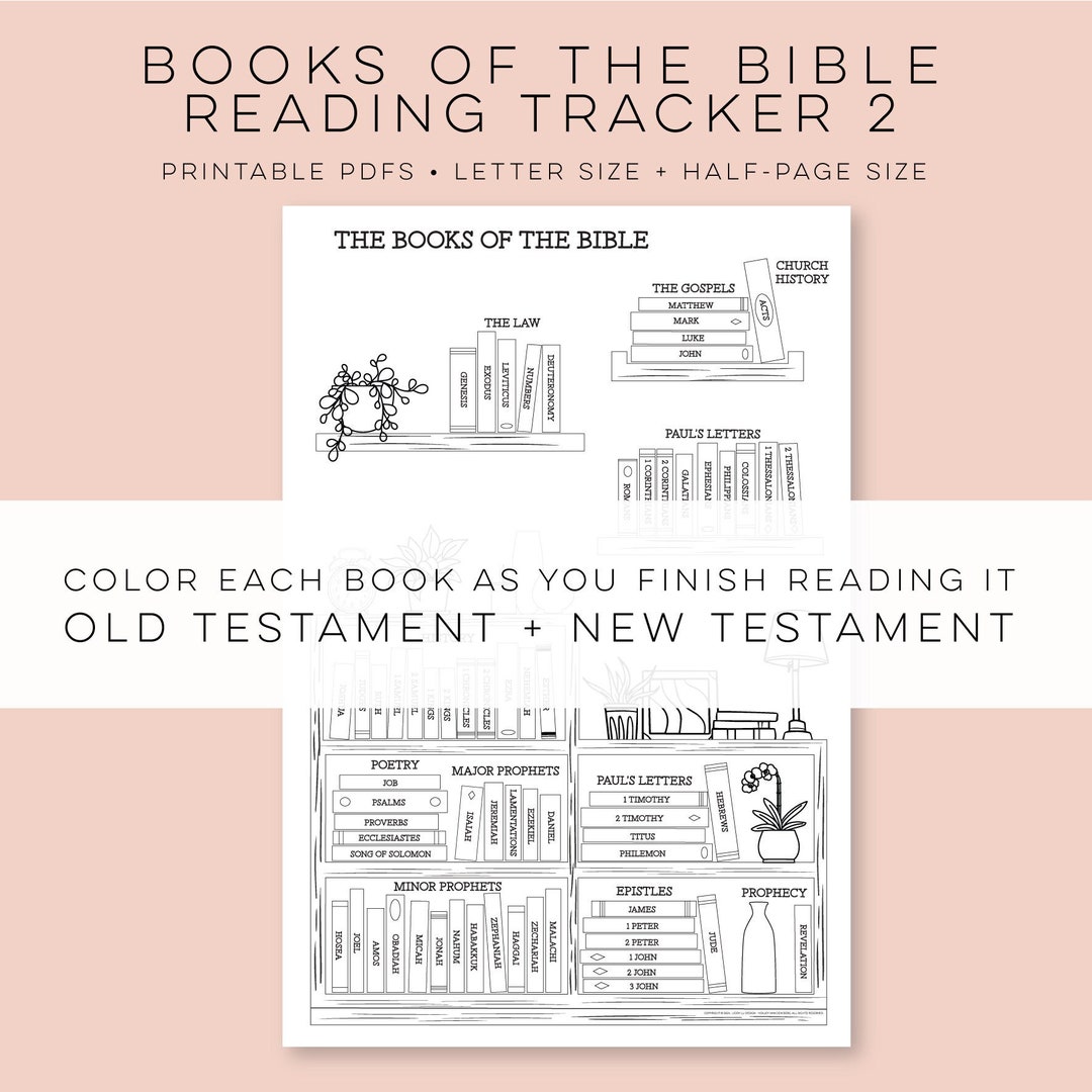 Books of the Bible Coloring Reading Checklist #2 - Printable - Portrait ...