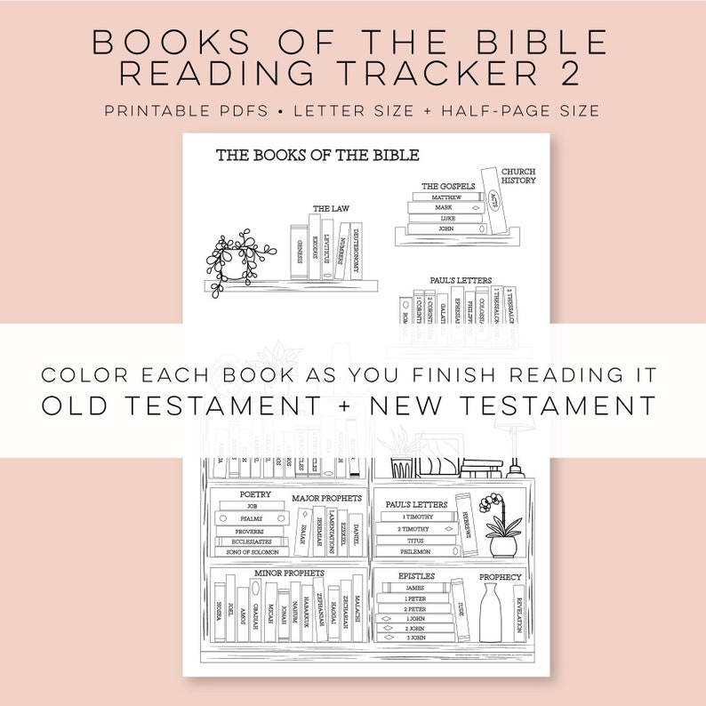 Books of the Bible Coloring Reading Checklist #2 - Printable - Portrait ...