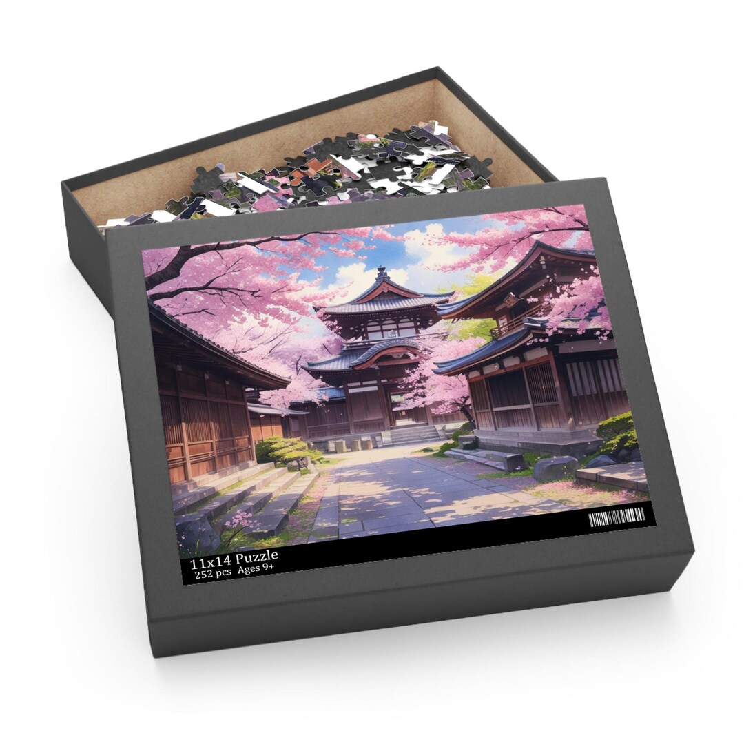 Japanese Temple Cherry Blossom Puzzle 120, 252, or 510 Pieces | Zen ...