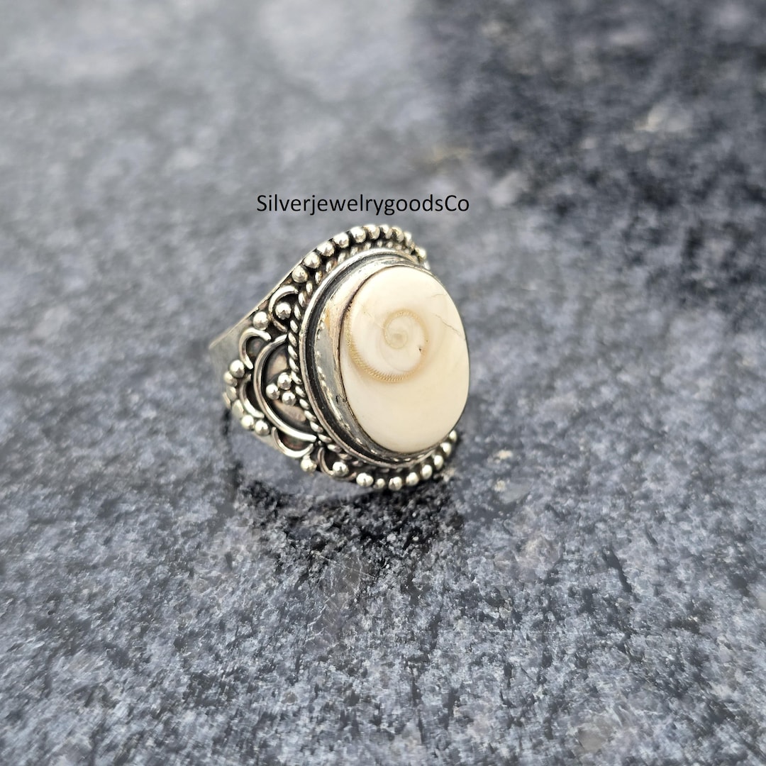 Handmade Sterling Silver Shiva Eye Shell Ring, Boho Spiritual Jewelry ...