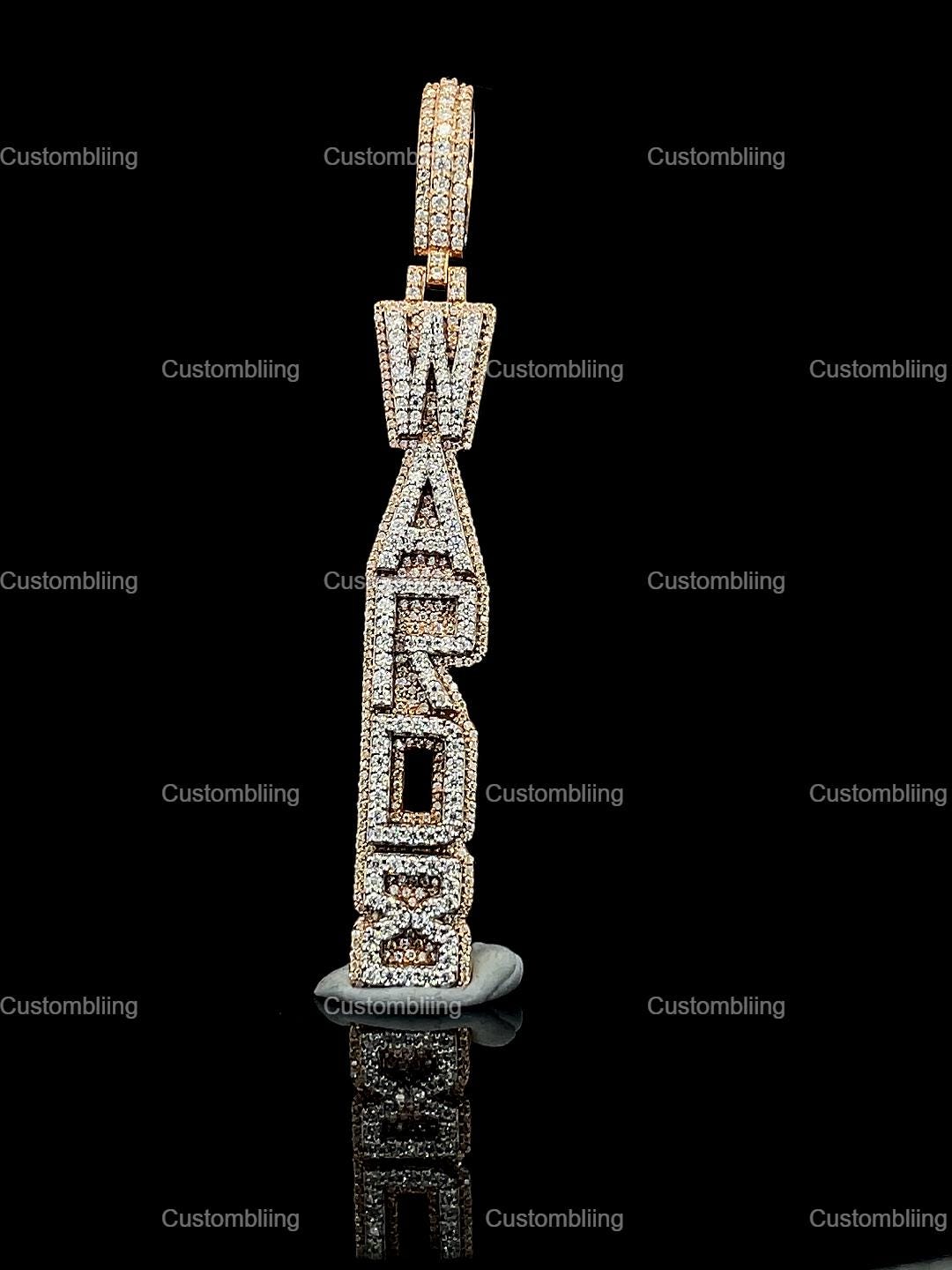 Custom Fully Iced Letter Pendant Round Moissanite Pendant Initial ...
