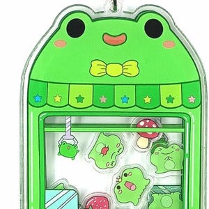 Cute Claw Game Machine Frog Keychain, Shaker Charm Acrylic Keyring for ...