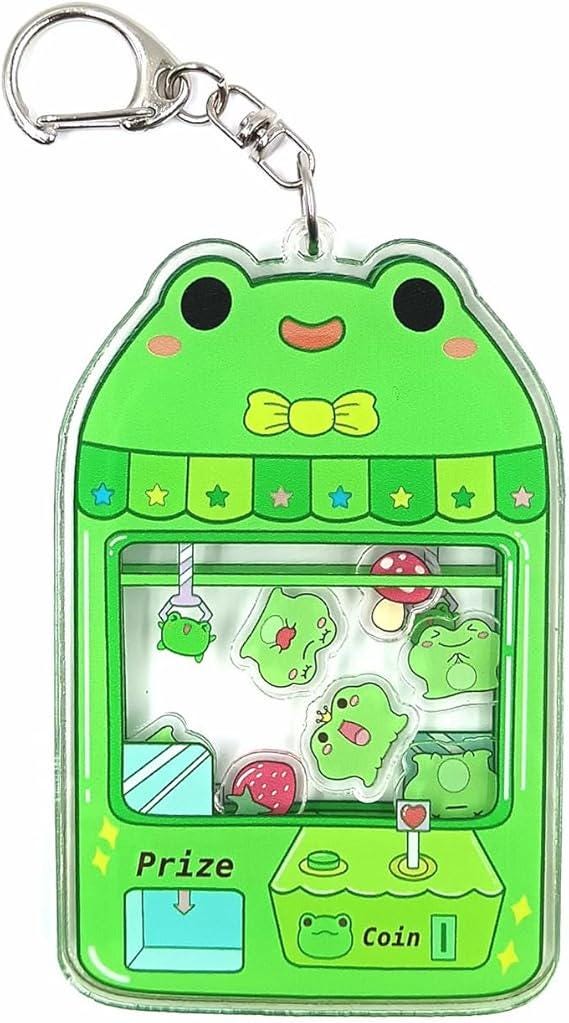 Cute Claw Game Machine Frog Keychain, Shaker Charm Acrylic Keyring for ...