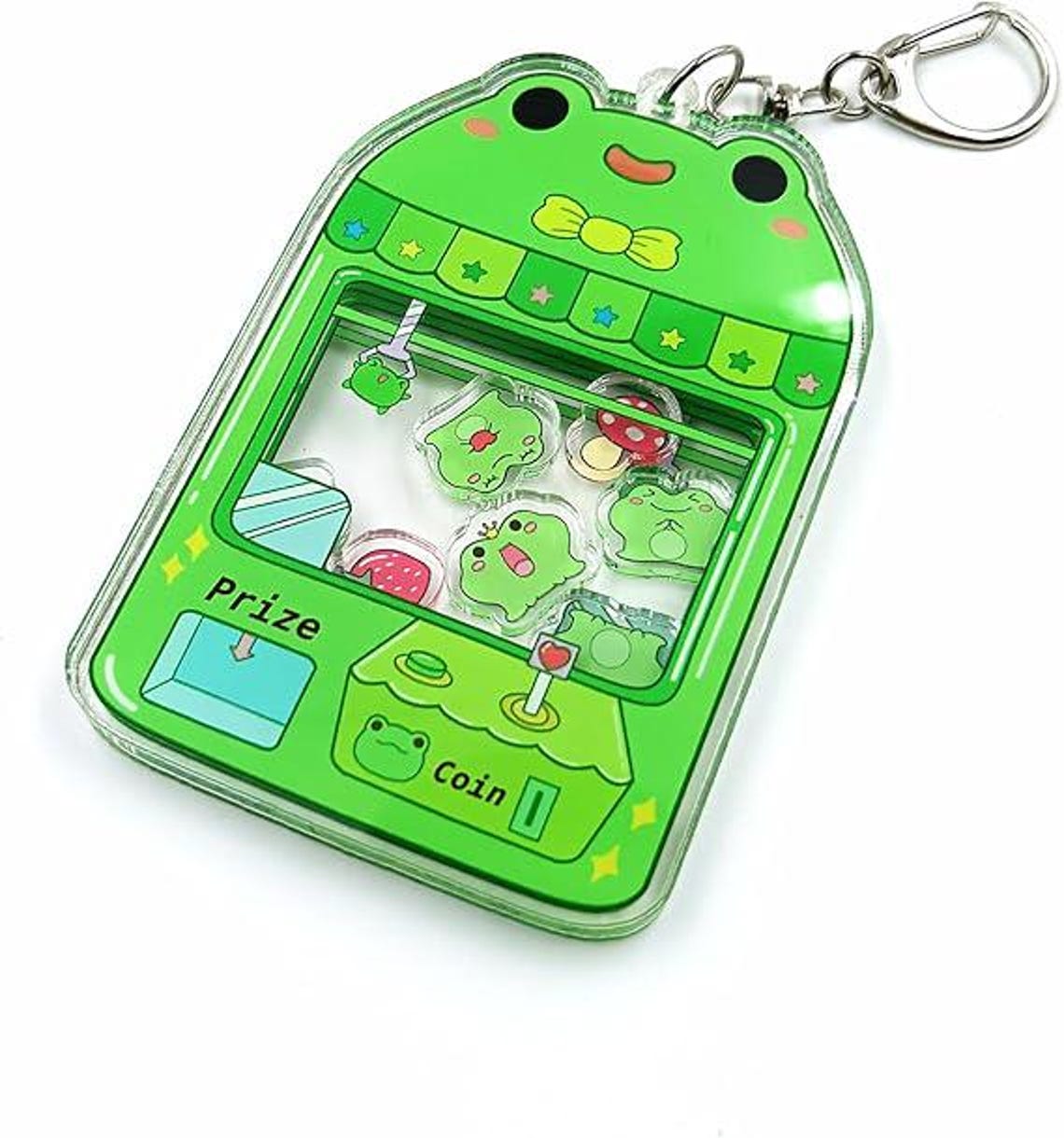 Cute Claw Game Machine Frog Keychain, Shaker Charm Acrylic Keyring for ...