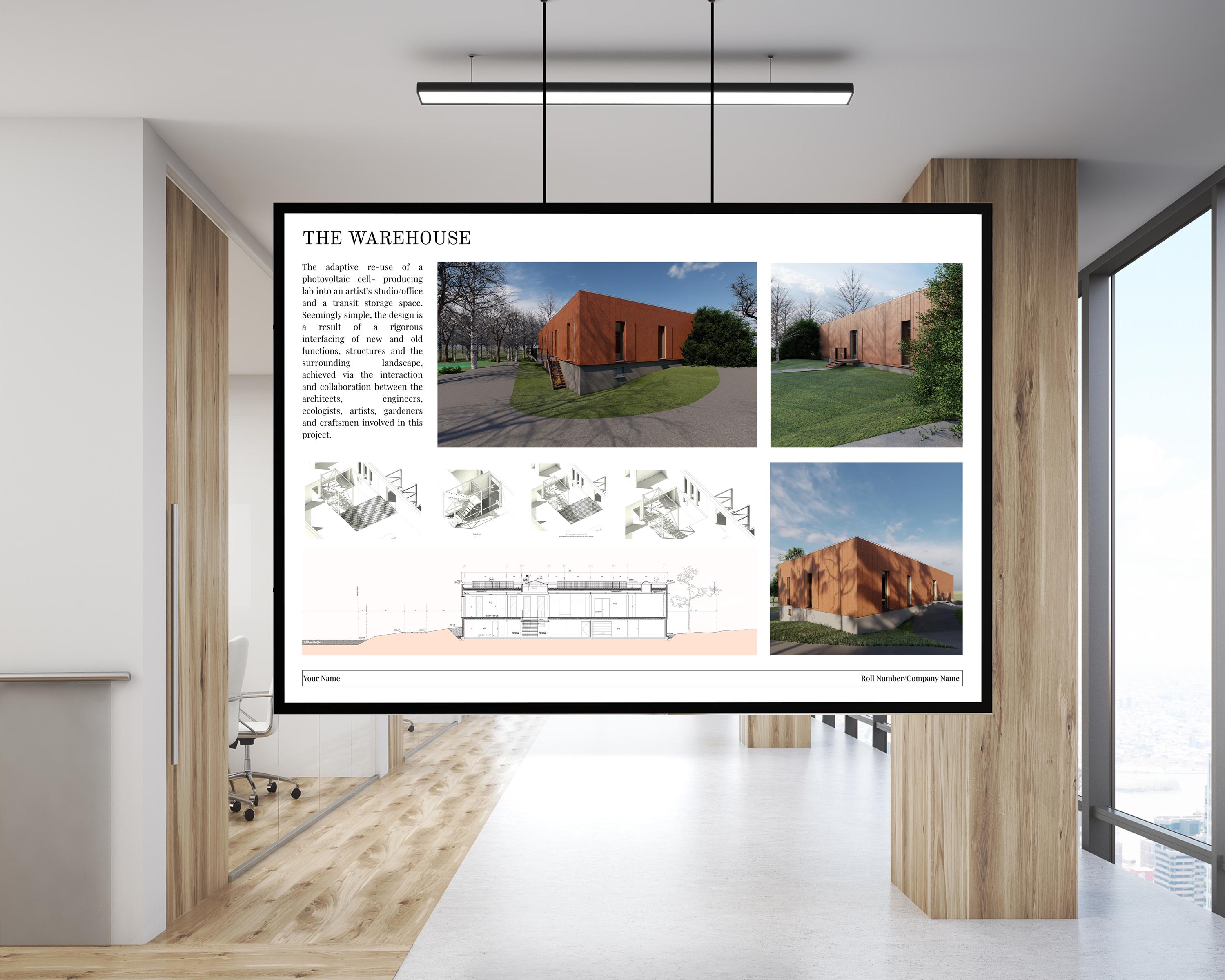 Architecture Portfolio Presentation Board Canva Editable A2 Horizontal ...