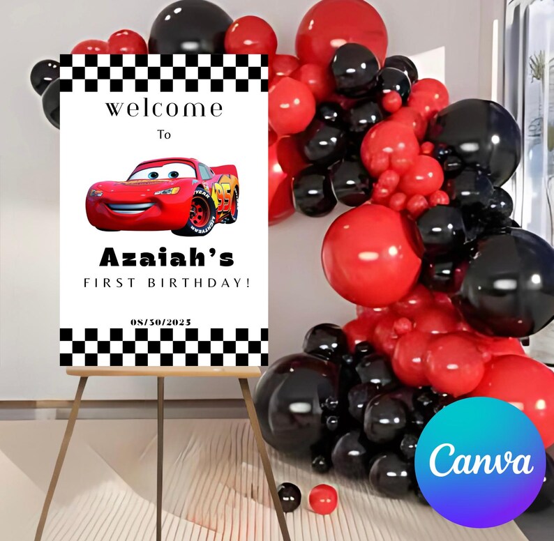 Cars Welcome Sign, Lightning Mcqueen Welcome Sign, Digital Welcome Sign ...