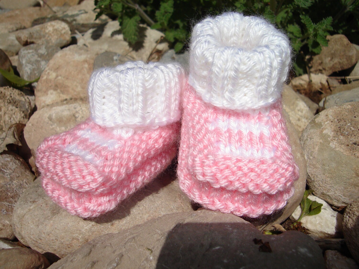 Hand Knit Baby Booties Top-striper Booties | Etsy