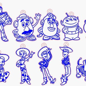Cartoon Character Bundle Laser Cut File: Keychain SVG, DXF, LBRN2 ...