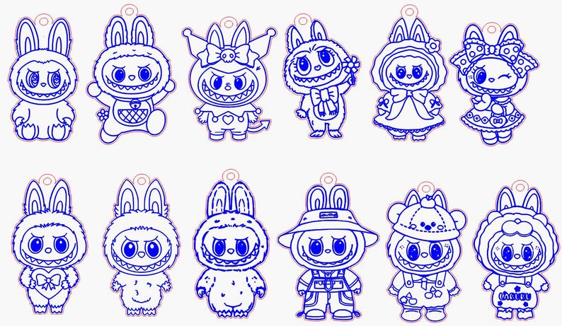 Labubu porte-clés Design SVG, DXF, LBRN2 - fichier numérique découpé au ...