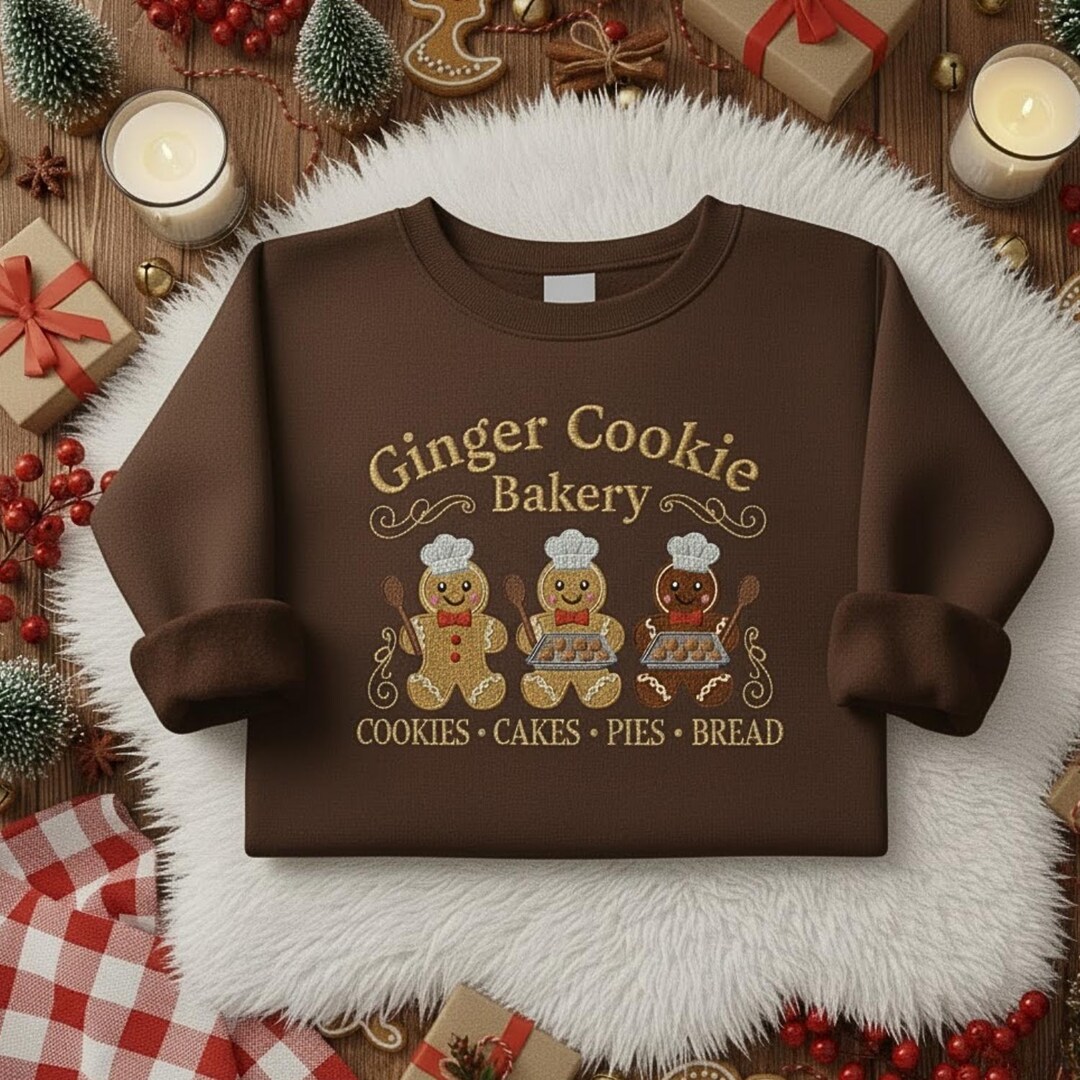 Ginger Cookie Bakery Embroidery Sweatshirt, Christmas Baking Crew ...