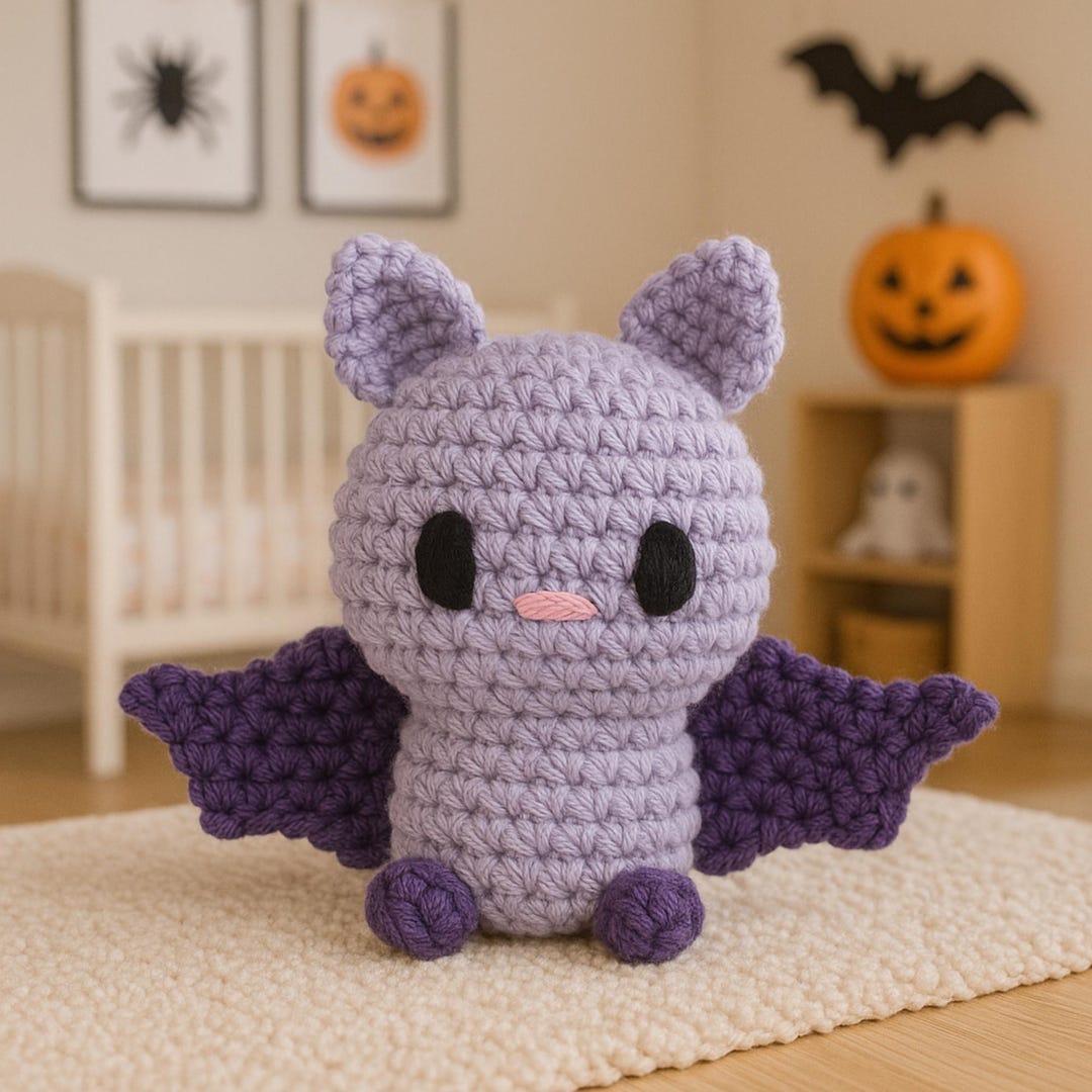 Crochet Halloween Bat Pattern, DIY Spooky Season Decor, Crochet Plush ...