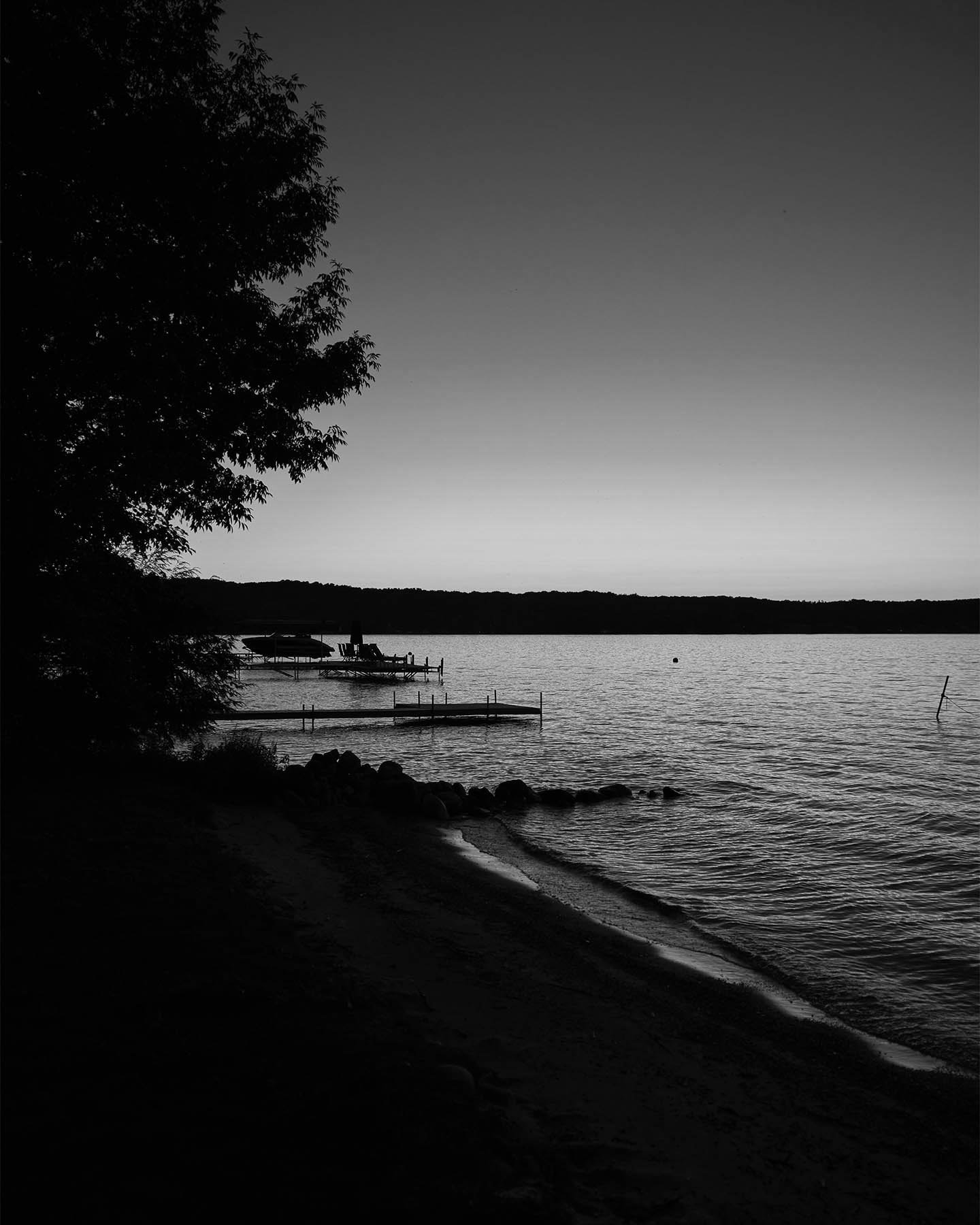 Torch Lake Beach at Sunset, Black and White Fine Art Photography Print ...
