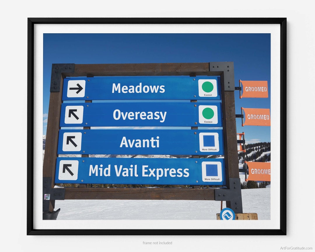Ski Hills (trails) Sign, Vail Colorado Fine Art Photography Print, Art ...