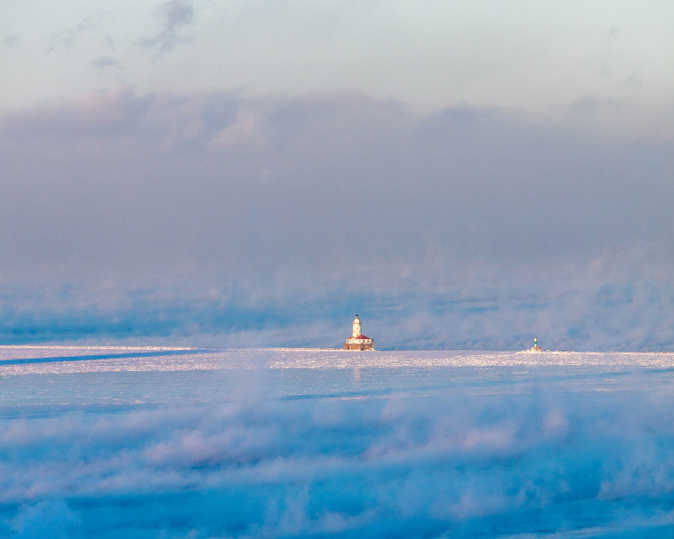 Chicago Photography Print of Polar Vortex, Lake Michigan Lighthouse ...
